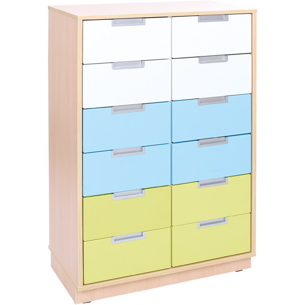 Quadro kast 80 met 4 witte, 4 licht blauwe en 4 lime laden en witte ...